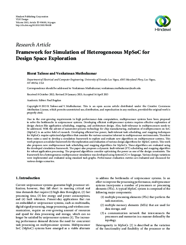 (PDF) Framework for simulation of heterogeneous MpSoC for design space exploration
