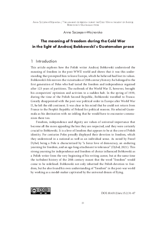 (PDF) The meaning of freedom during the Cold War in the light of ...