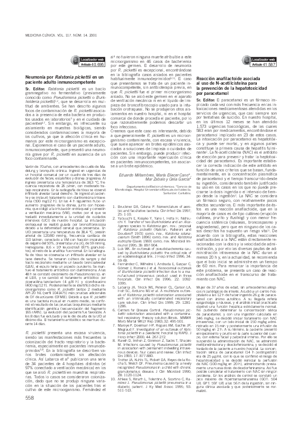 (PDF) Reacción anafilactoide asociada al uso de N-acetilcisteína para a ...