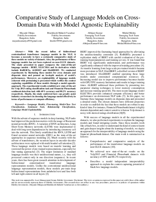 (PDF) Comparative Study of Language Models on Cross-Domain Data with ...