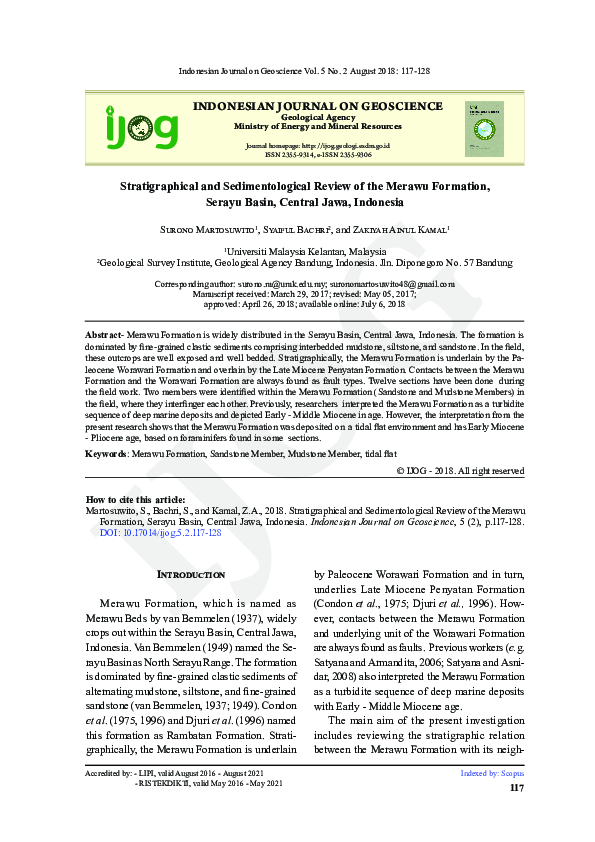 (PDF) Stratigraphical and Sedimentological Review of the Merawu Formation, Serayu Basin, Central ...