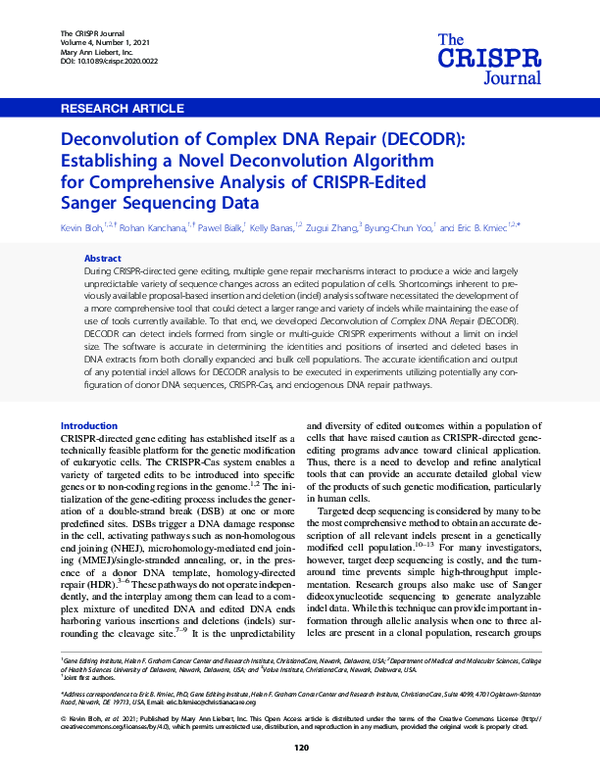 (PDF) Deconvolution of Complex DNA Repair (DECODR): Establishing a Novel Deconvolution Algorithm ...