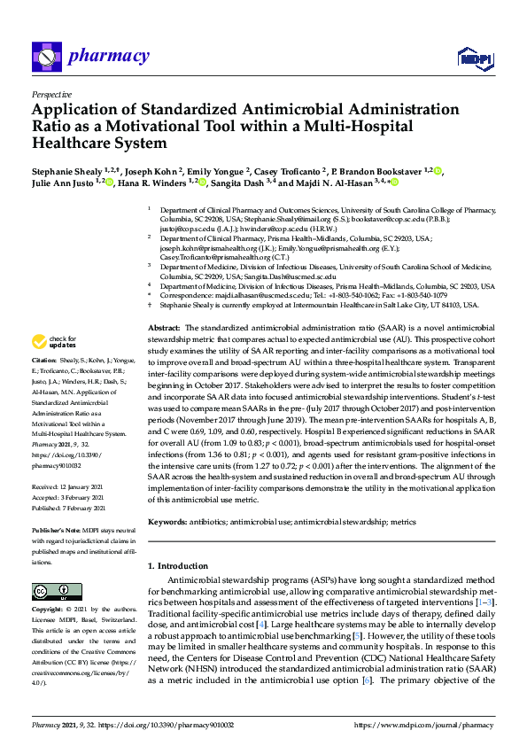 (PDF) Application of Standardized Antimicrobial Administration Ratio as ...