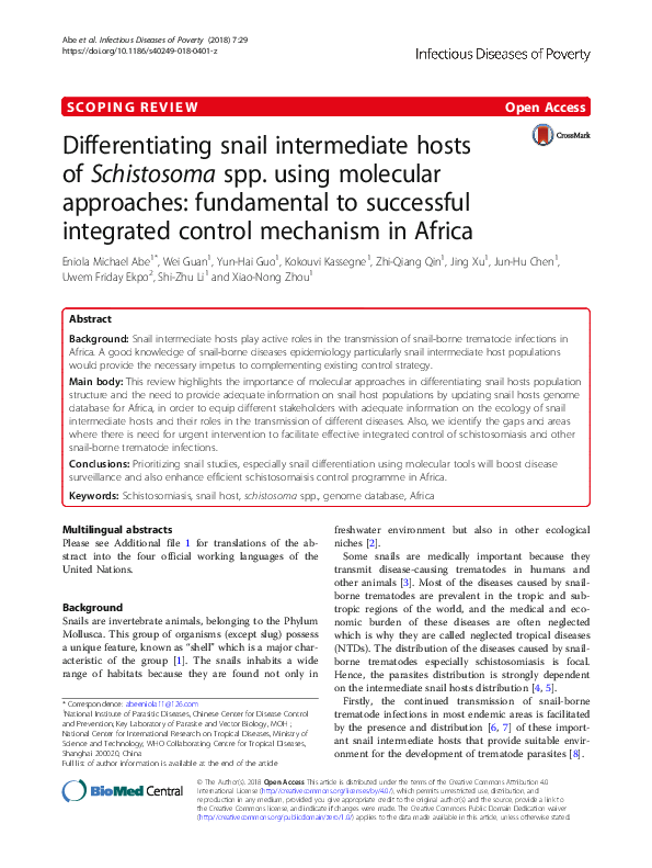 (PDF) Differentiating snail intermediate hosts of Schistosoma spp ...
