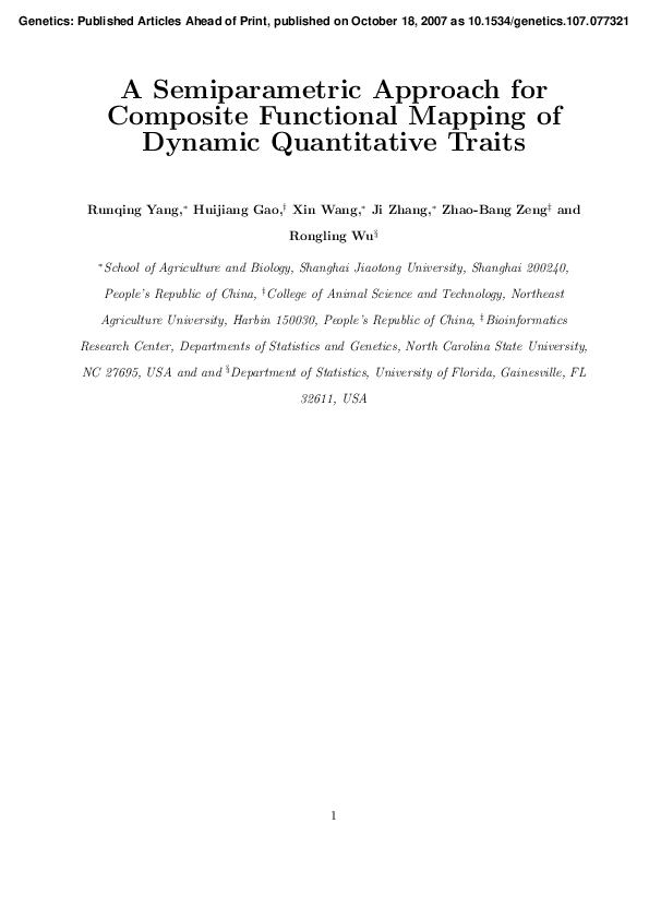 (PDF) A semiparametric approach for composite functional mapping of dynamic quantitative traits