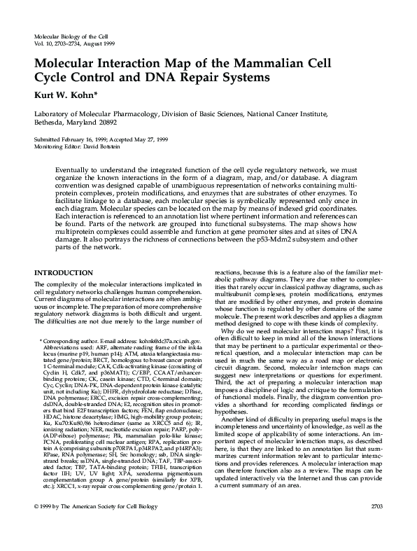 (PDF) Molecular Interaction Map of the Mammalian Cell Cycle Control and ...