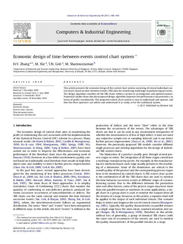 (PDF) Economic design of time-between-events control chart system