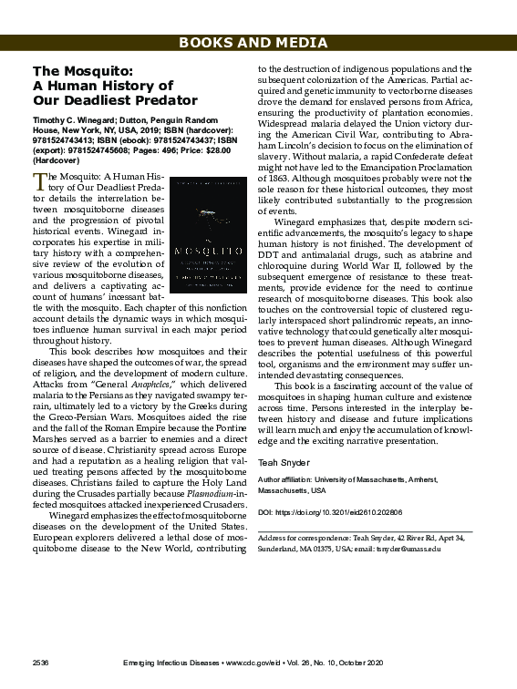 (PDF) The Mosquito A Human History of Our Deadliest Predator