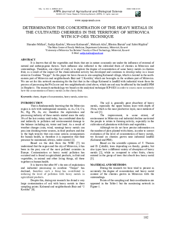 (PDF) Determination the Concentration of the Heavy Metals in the ...