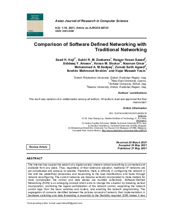 Pdf Comparison Of Software Defined Networking With Traditional Networking