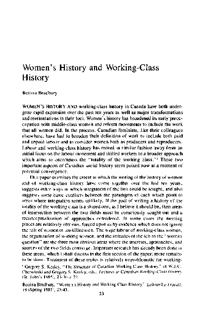 (PDF) Women's History and Working-Class History