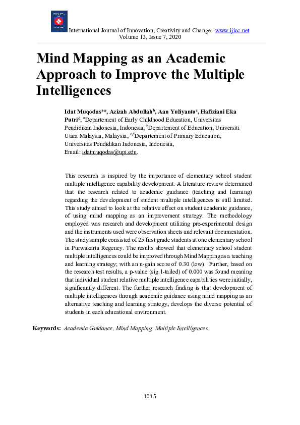 (PDF) Mind Mapping as an Academic Approach to Improve the Multiple ...