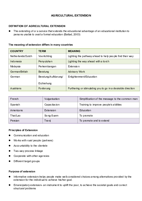 (DOC) Agricultural Extension Notes