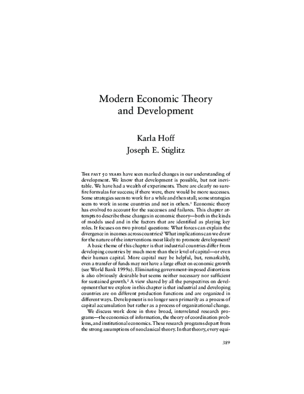 (PDF) Modern Economic Theory and Development