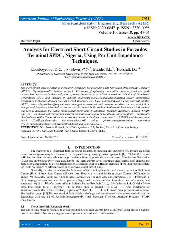 (PDF) Analysis for Electrical Short Circuit Studies in Forcados ...