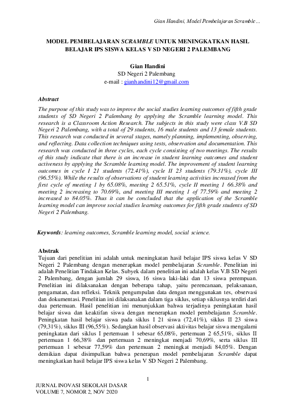 (PDF) Model Pembelajaran Scramble Untuk Meningkatkan Hasil Belajar Ips ...