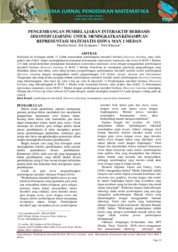 (PDF) Pengembangan Pembelajaran Interaktif Berbasis Discovery Learning Untuk Meningkatkan ...