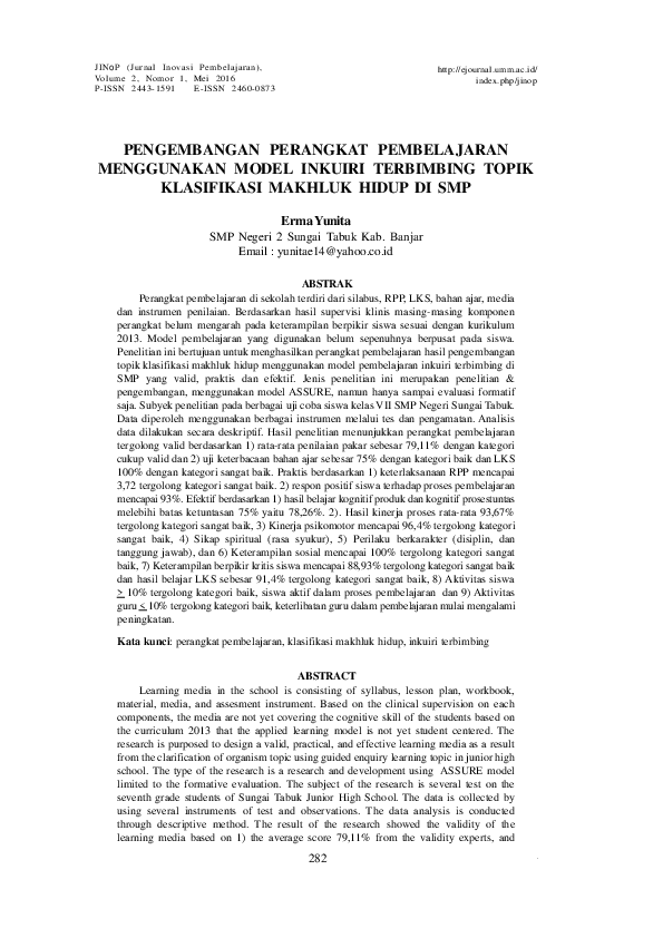 (PDF) Pengembangan Perangkat Pembelajaran Menggunakan Model Pembelajaran Guide Inquiry Berbasis ...