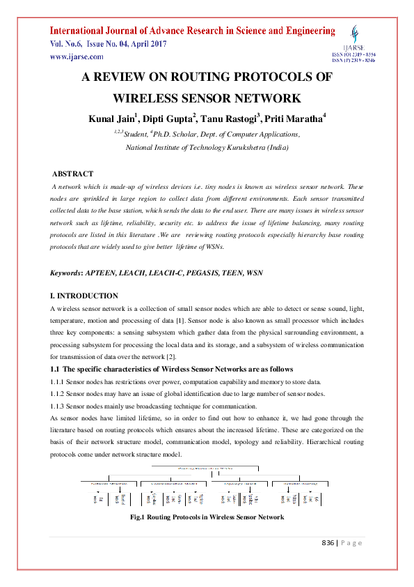 Pdf A Review On Routing Protocols Of Wireless Sensor Network