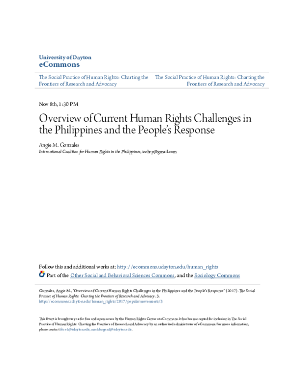 (PDF) Overview of Current Human Rights Challenges in the Philippines ...