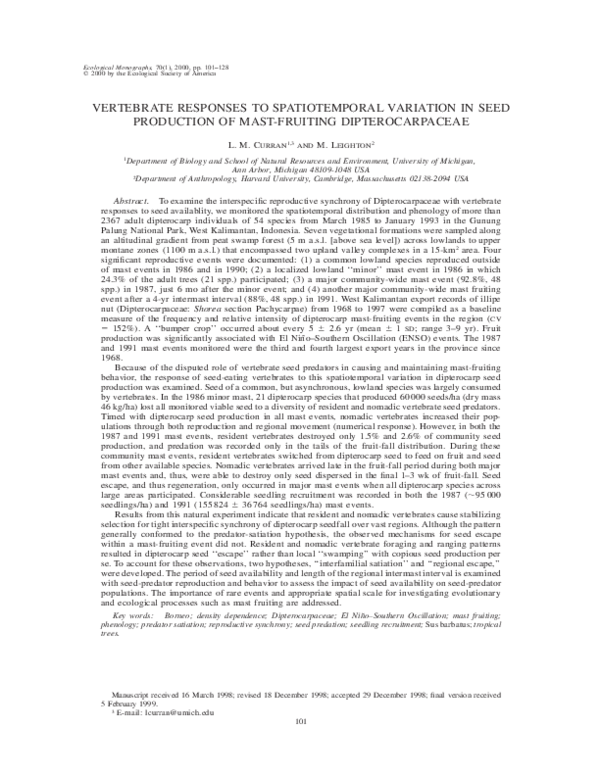 (PDF) Vertebrate responses to spatiotemporal variation in seed ...