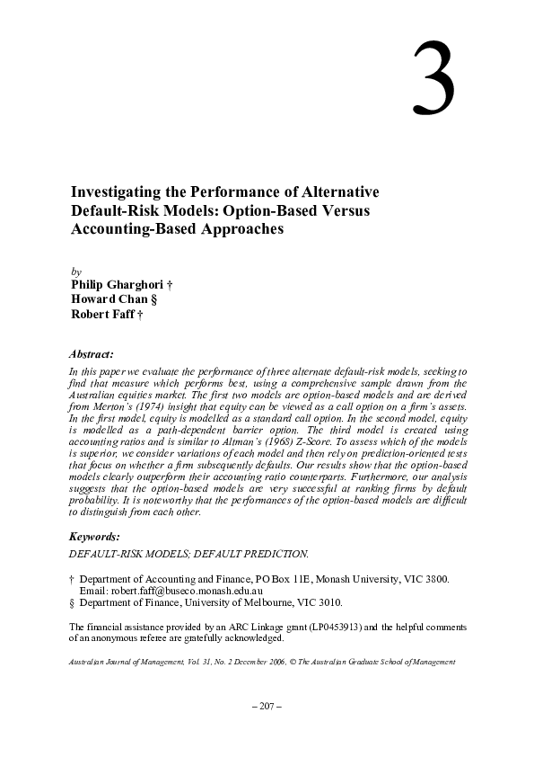 (PDF) Investigating the performance of alternative default-risk models ...