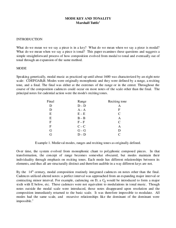 (PDF) Key Mode and Tonality