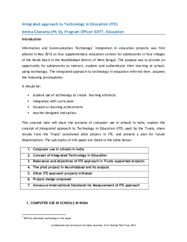 (PDF) Integrated approach to Technology in Education ( ITE )