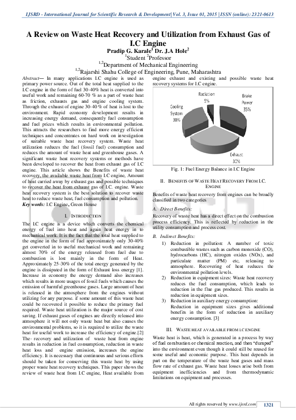 (PDF) A Review on Waste Heat Recovery and Utilization from Exhaust Gas ...