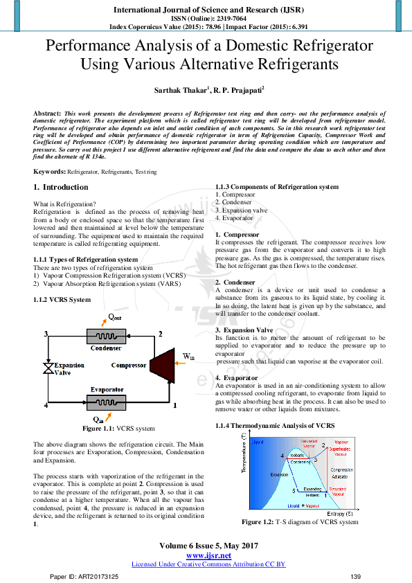 (PDF) Performance Analysis of a Domestic Refrigerator Using Various ...