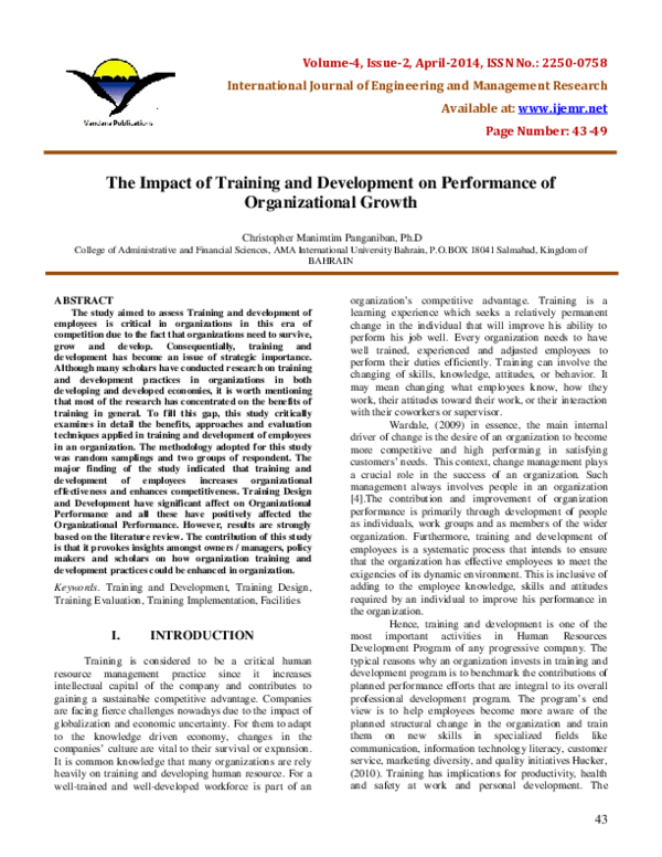 (PDF) The Impact of Training and Development on Performance of ...