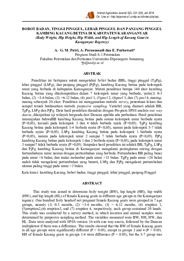 (PDF) BOBOT BADAN, TINGGI PINGGUL, LEBAR PINGGUL DAN PANJANG PINGGUL ...