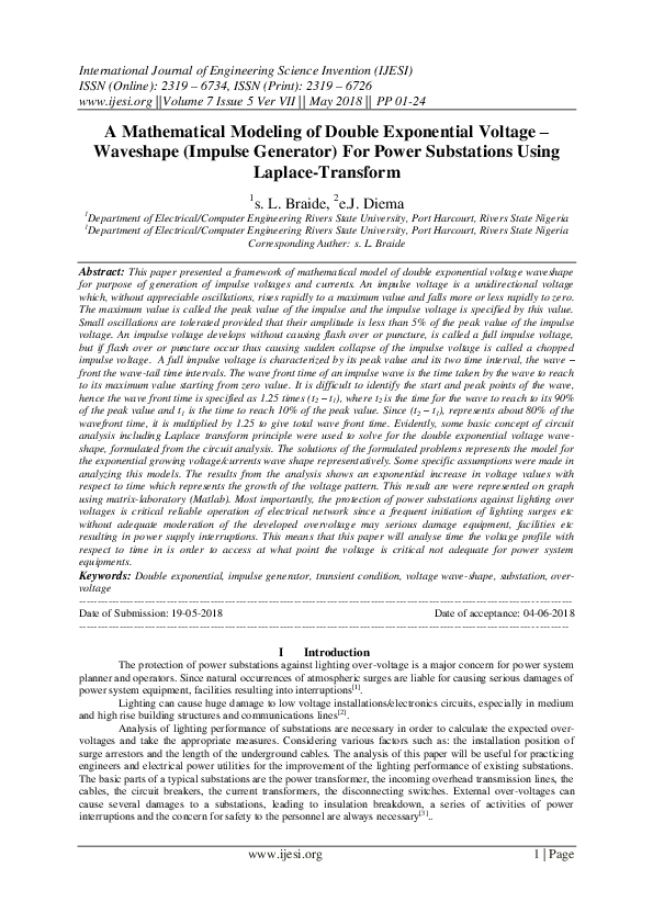 (PDF) A Mathematical Modeling of Double Exponential Voltage Waveshape ...