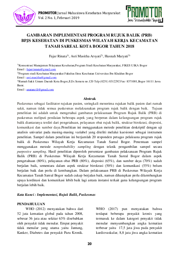 (PDF) Gambaran Implementasi Program Rujuk Balik (PRB) BPJS Kesehatan DI ...