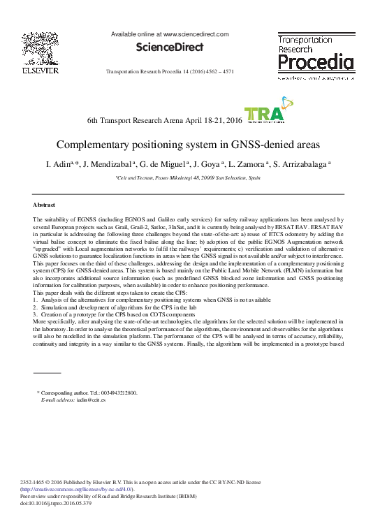 (PDF) Complementary Positioning System in GNSS-denied Areas