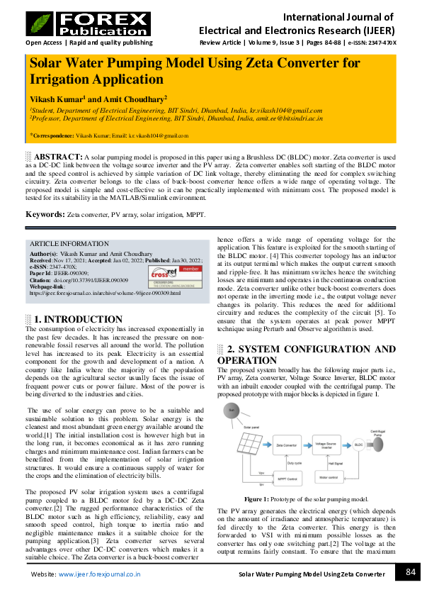 (PDF) Solar Water Pumping Model Using Zeta Converter for Irrigation ...