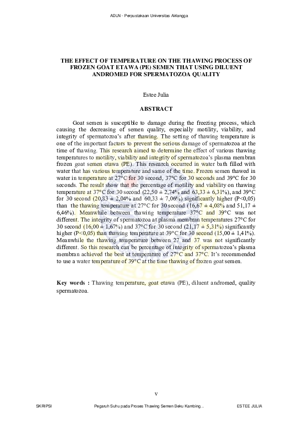 (PDF) Pengaruh Suhu Pada Proses Thawing Semen Beku Kambing Peranakan ...