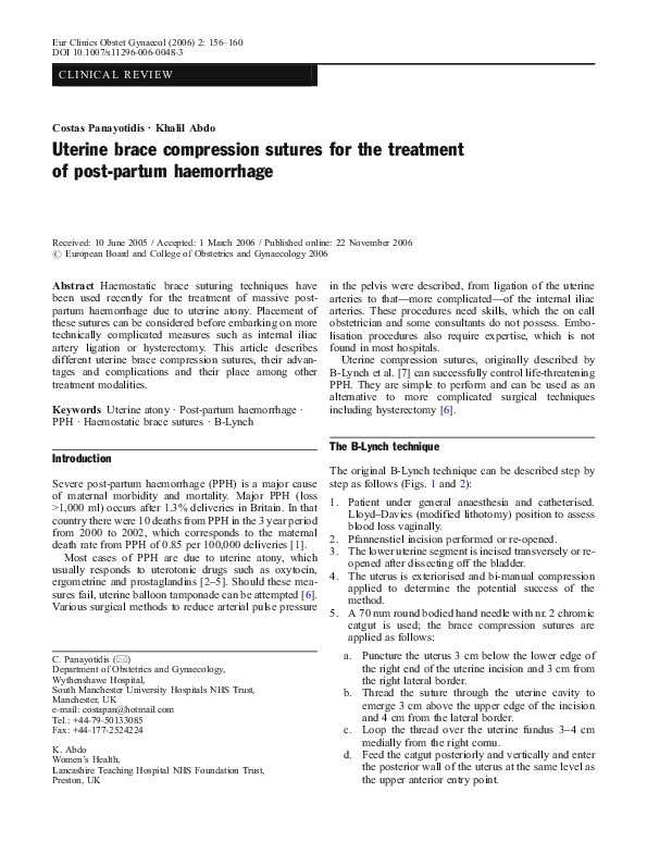 (PDF) Uterine brace compression sutures for the treatment of post ...