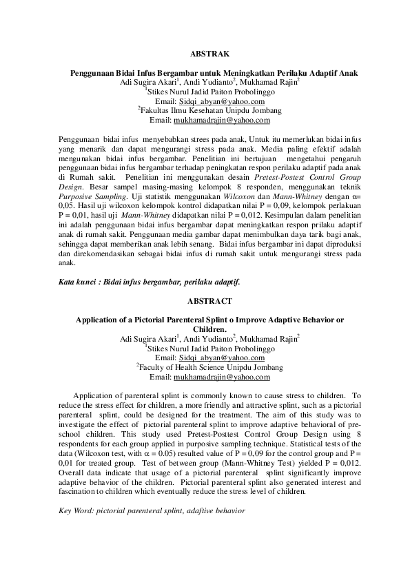 (PDF) Penggunaan Bidai Infus Bergambar Untuk Meningkatkan Perilaku ...