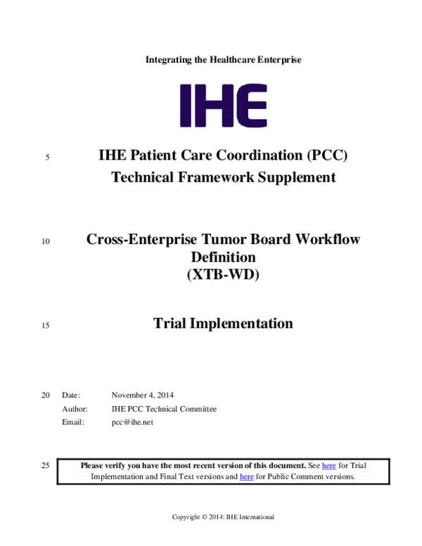 (PDF) Cross-enterprise Tumor Board Workflow Definition Profile