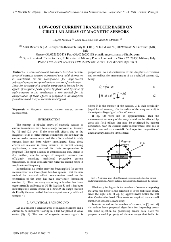 (PDF) Low-Cost Current Transducer Based on Circular Array of Magnetic ...