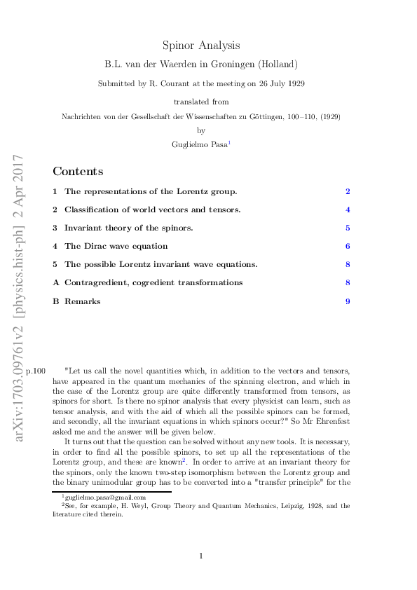 (PDF) Spinor analysis