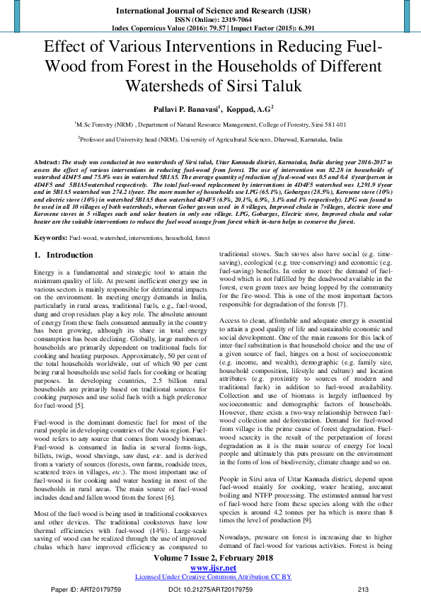 (PDF) Effect of Various Interventions in Reducing Fuel-Wood from Forest ...