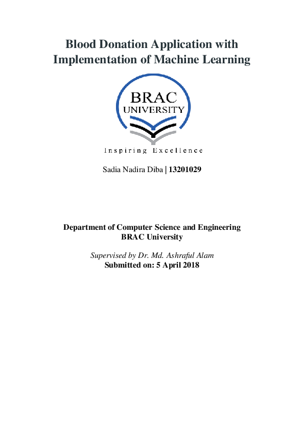 (PDF) Blood donation application with implementation of machine learning