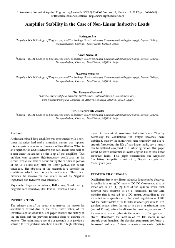 (PDF) Amplifier stability in the case of non-linear inductive loads