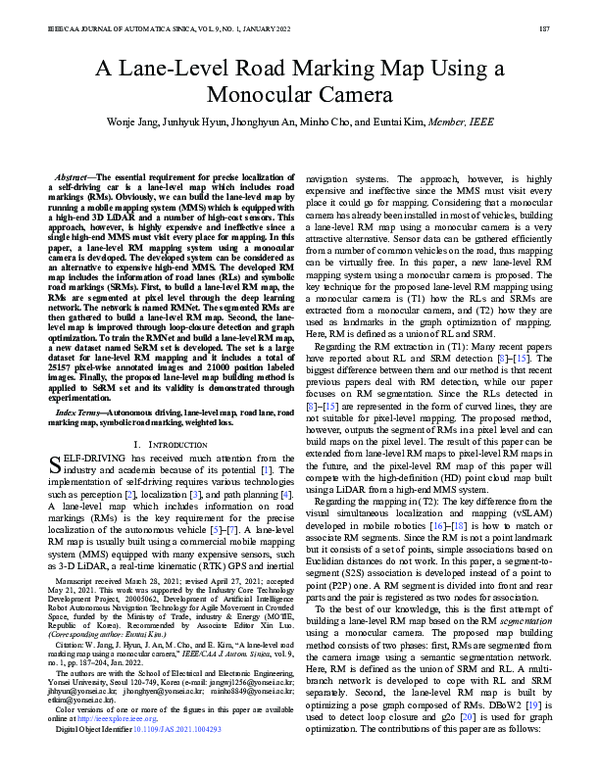 (PDF) A Lane-Level Road Marking Map Using a Monocular Camera