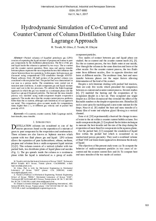 (PDF) Hydrodynamic Simulation Of Co-Current And Counter Current Of Column Distillation Using ...
