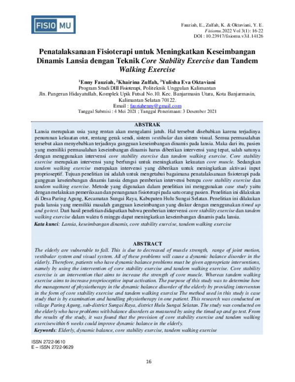 (PDF) Penatalaksanaan Fisioterapi untuk Meningkatkan Keseimbangan ...