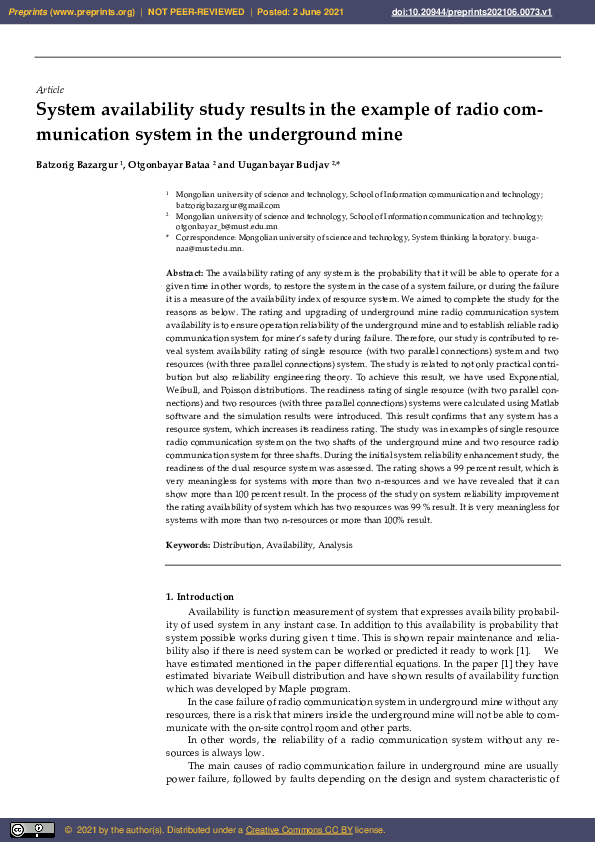 (PDF) System Availability Study Results in the Example of Radio ...
