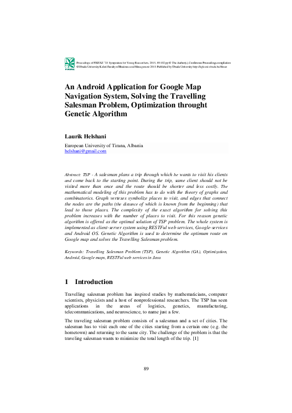 (PDF) An Android Application for Google Map Navigation System, Solving ...